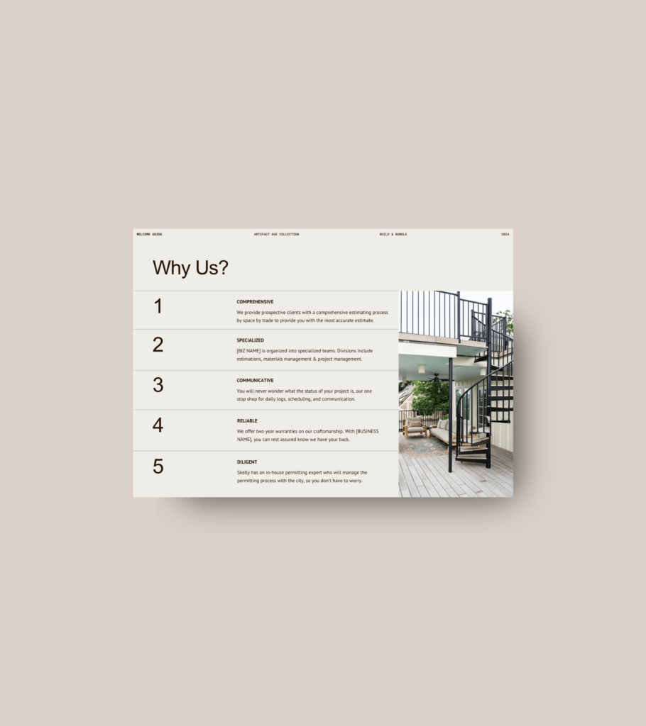 Artifact Ave Welcome Guide Template - Build + Bundle